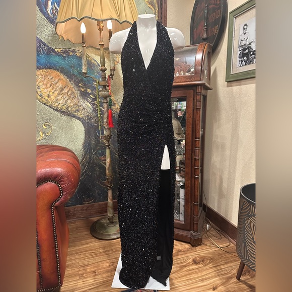 Fashion Nova | Dresses | Fashion Nova Black Glitter Backless Dress ...